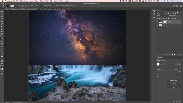 How to combine and blend photos in Photoshop: night sky - PhotoshopCAFE