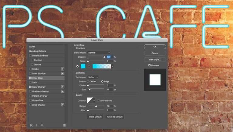 How to create a neon glow in Photoshop, layer style and font included ...