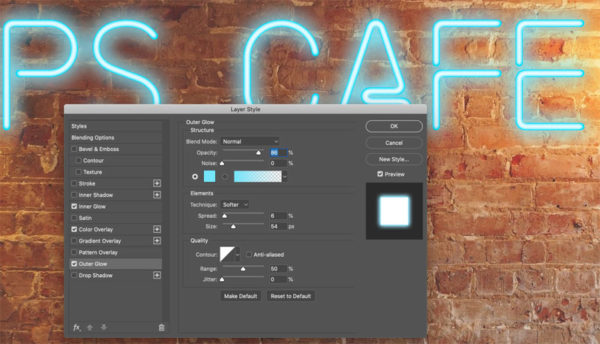 How to create a neon glow in Photoshop, layer style and font included ...